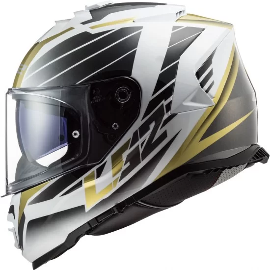 LS2 STORM NERVE WHITE/GOLD FULL FACE MOTORCYCLE HELMET DVS ECE 22.05 ...
