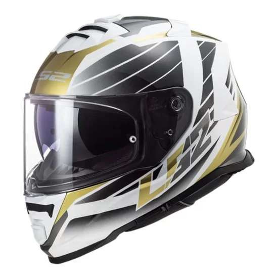 LS2 STORM NERVE WHITE/GOLD FULL FACE MOTORCYCLE HELMET DVS ECE 22.05 ...