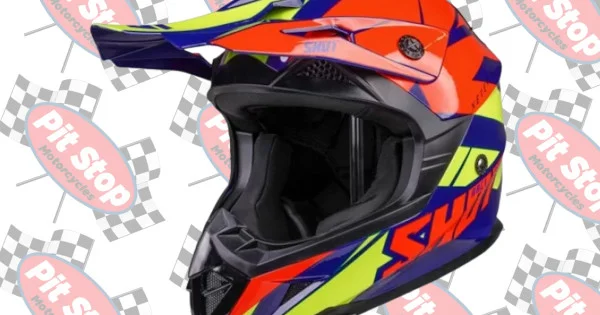 SHOT MX PULSE REVENGE HELMET NAVY BLUE ORANGE NEON YELLOW GLOSS WITH ...